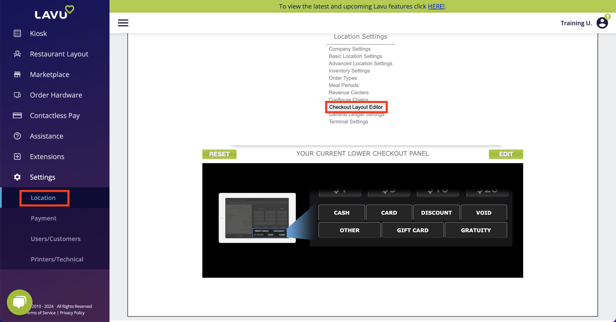 The Checkout Layout Editor