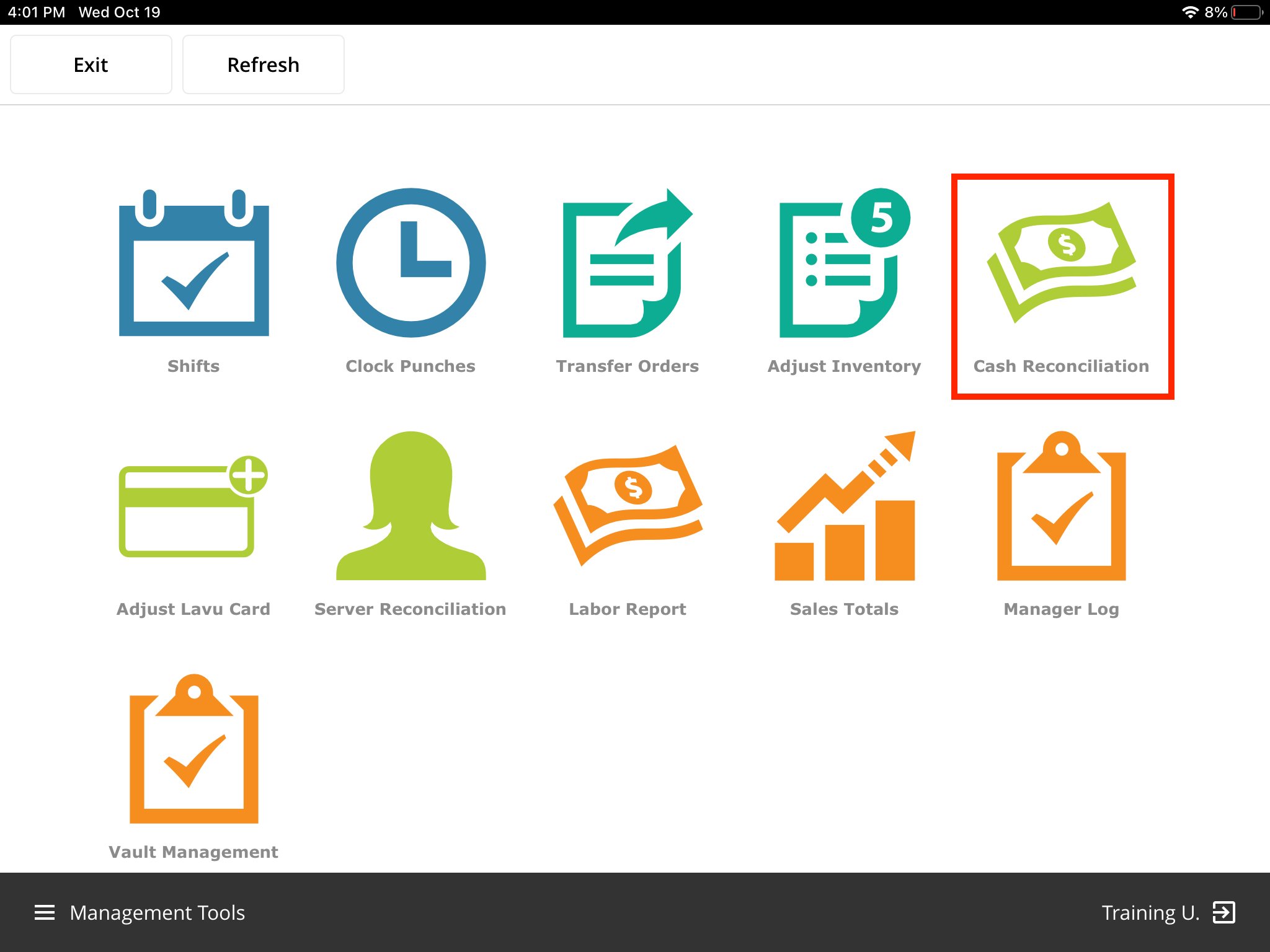 Management Tools - Cash Reconciliation