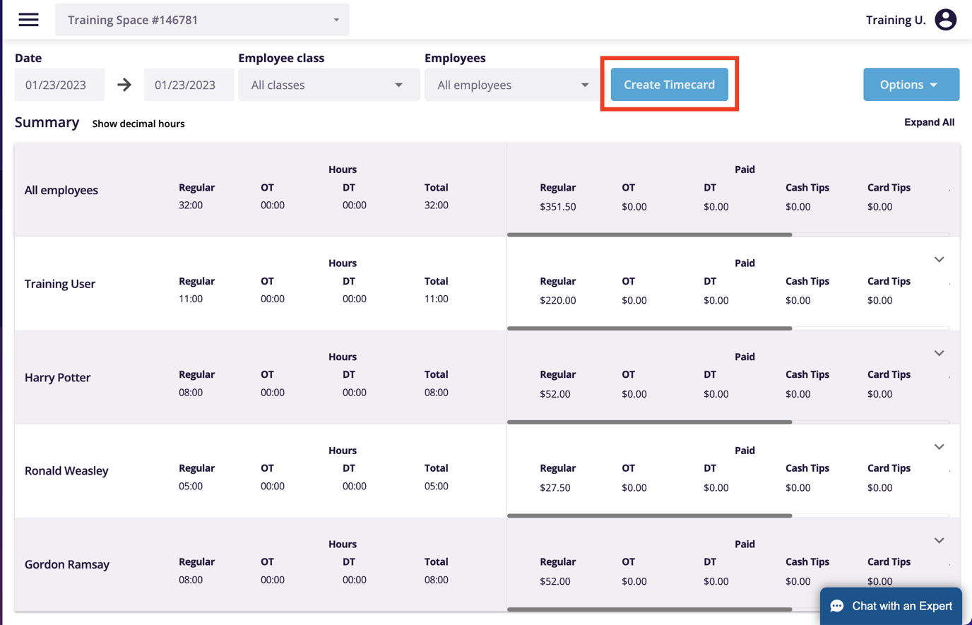Adjusting Time Cards