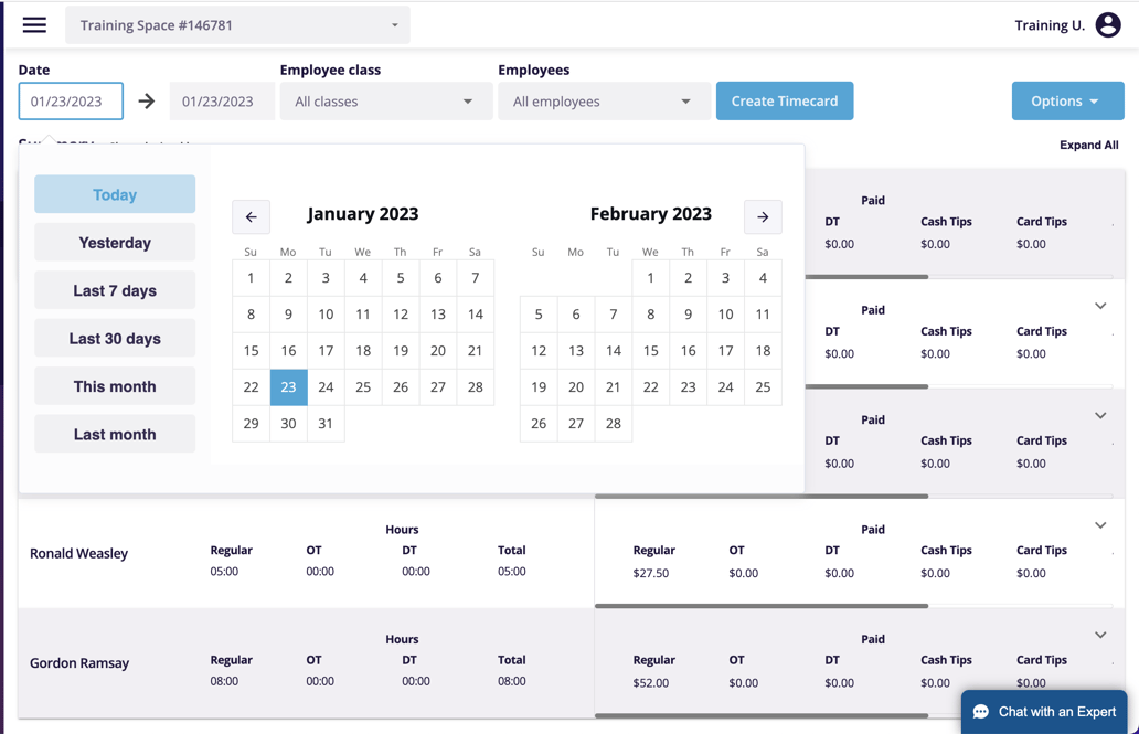 Adjusting Time Cards