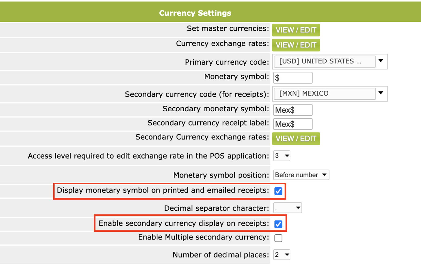 Dual Currency on Printed Receipts