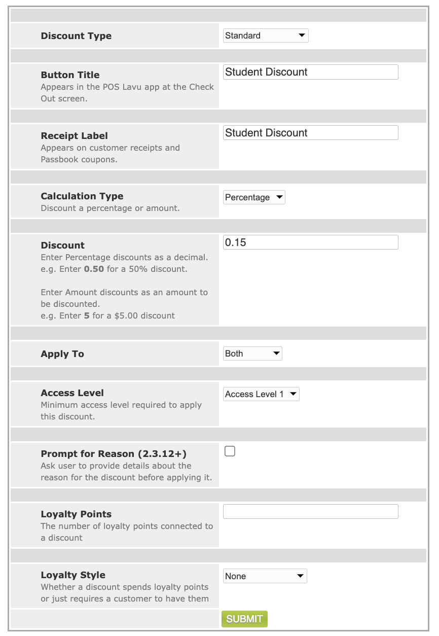 Creating Discounts in Lavu