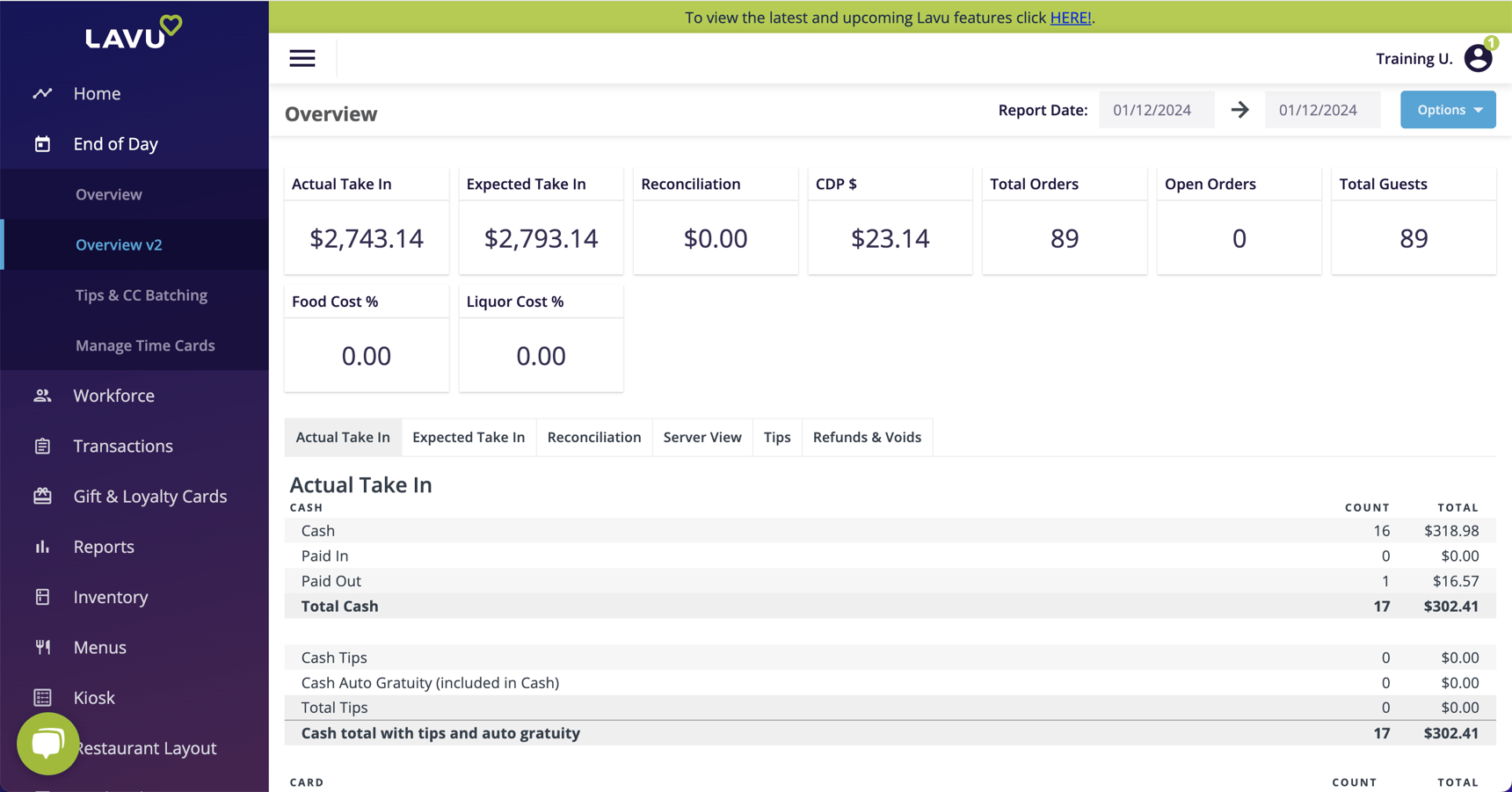 The End of Day Overview V2 Report