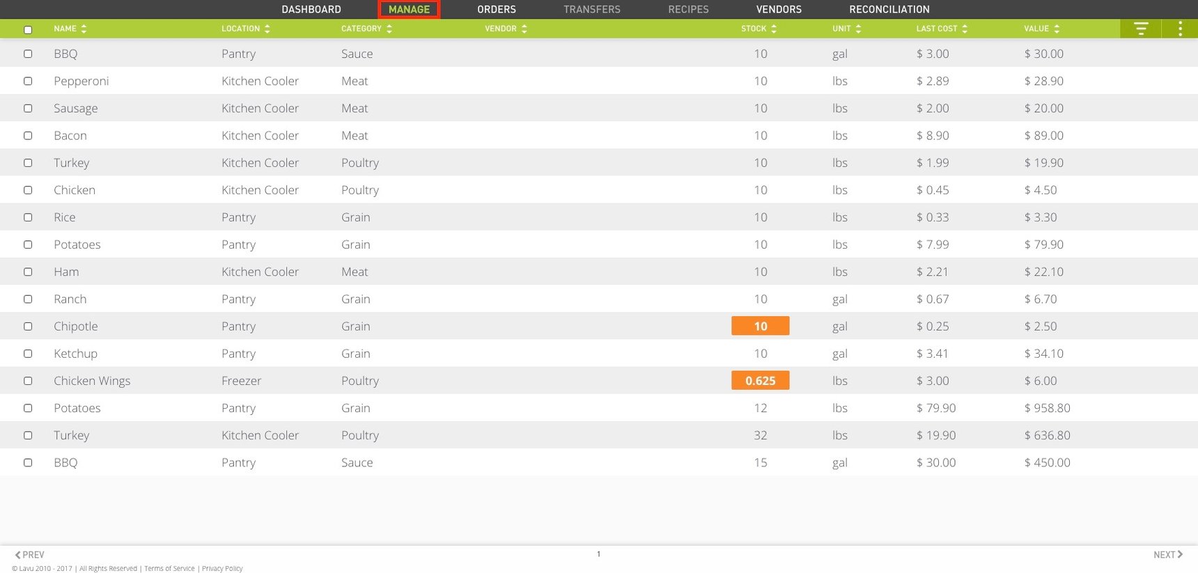 Inventory Import and Export