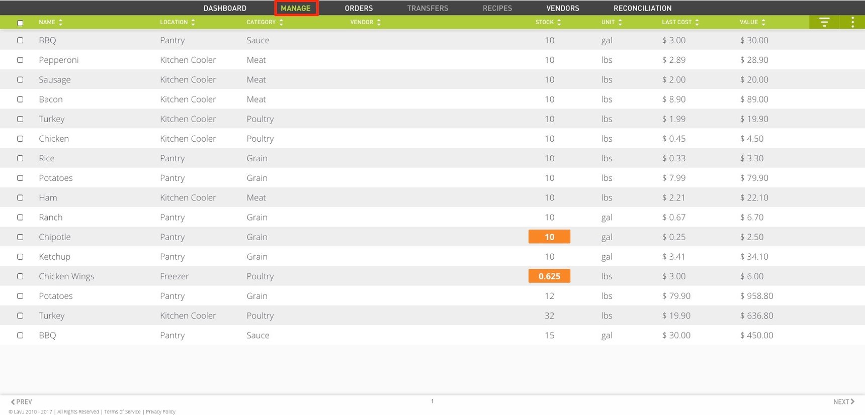 Inventory Import and Export