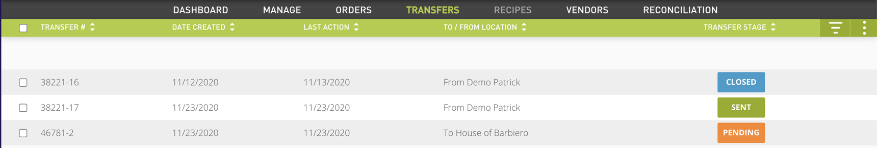 Inventory: Transfers