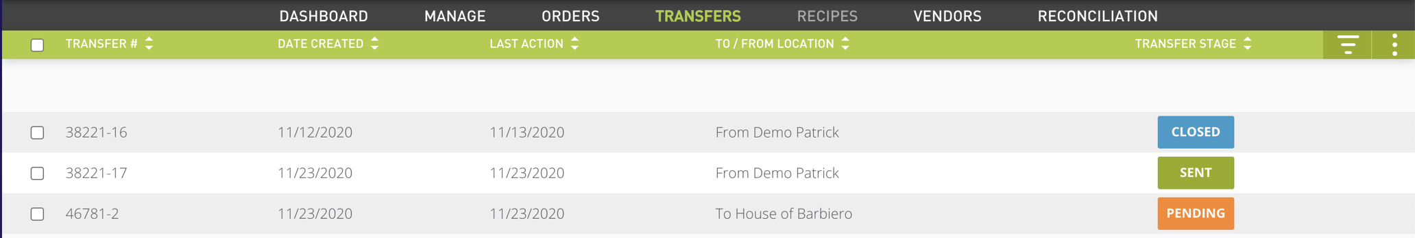 Inventory: Transfers