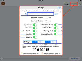 Lavu KDS - Settings, Functions and Features