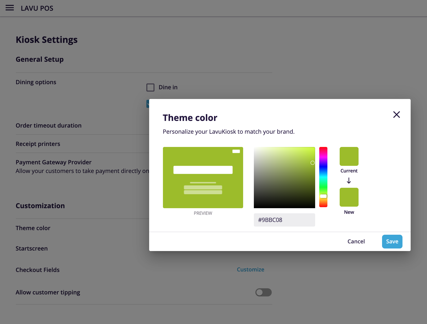 Lavu Kiosk - Basic Customization