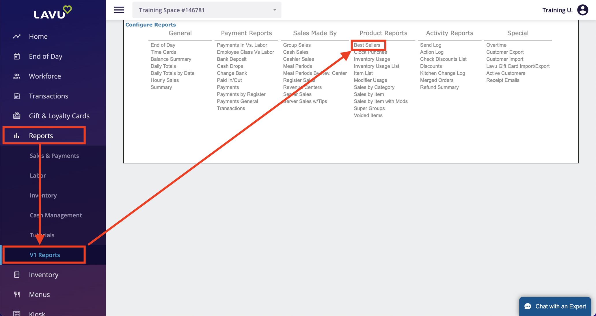 Lavu Reports - Best Sellers