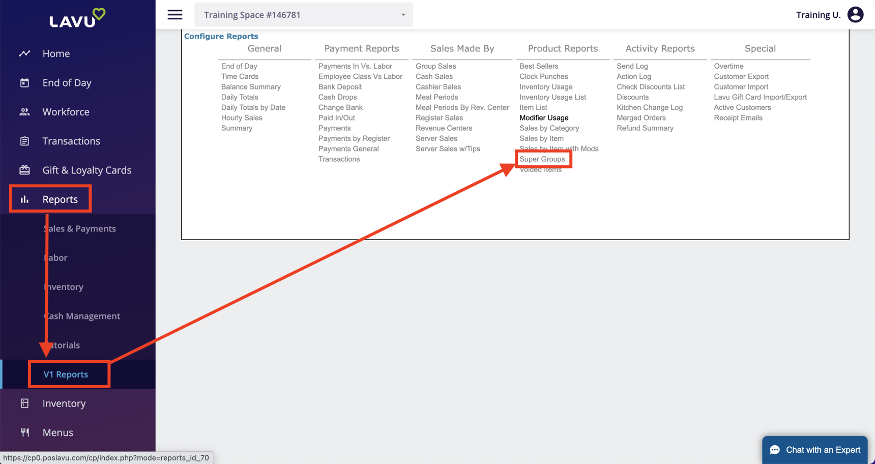 Lavu Reports - Super Groups