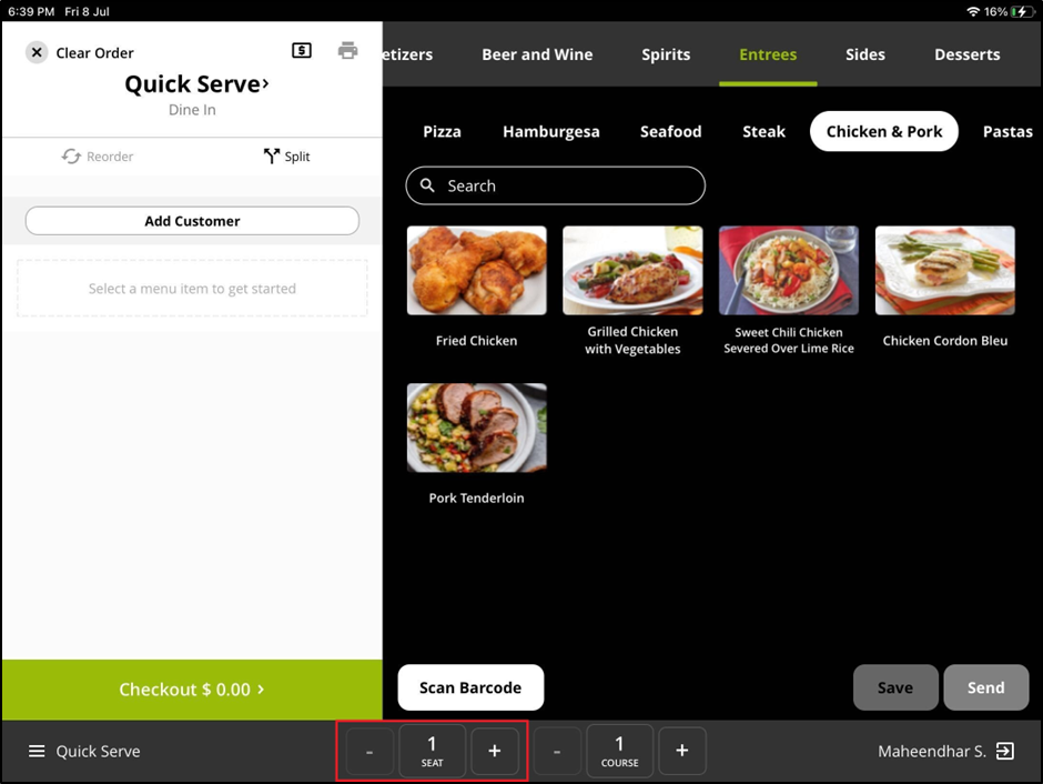 POS - Active Seat and Course