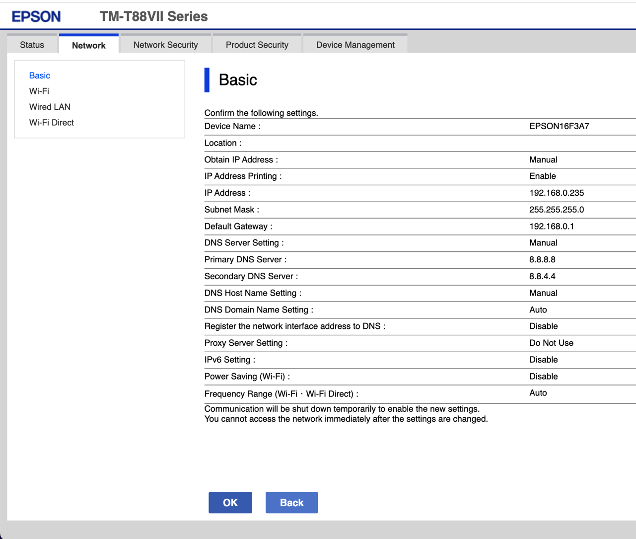 Setting a Static IP Address to the Epson TM-m30iii Thermal Receipt Printer