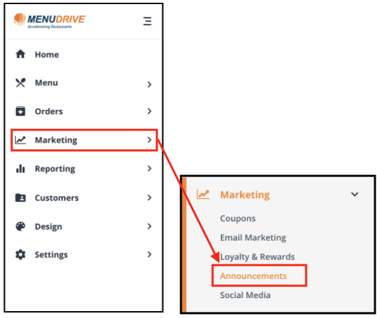 Menu Drive - Announcements