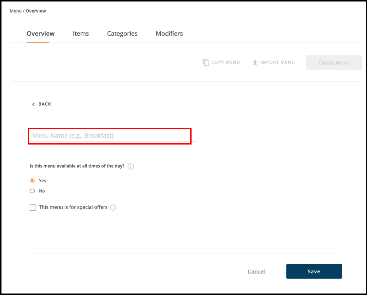Basic Menu Building in Menu Drive (Menus, Categories, Items, and Modifiers)