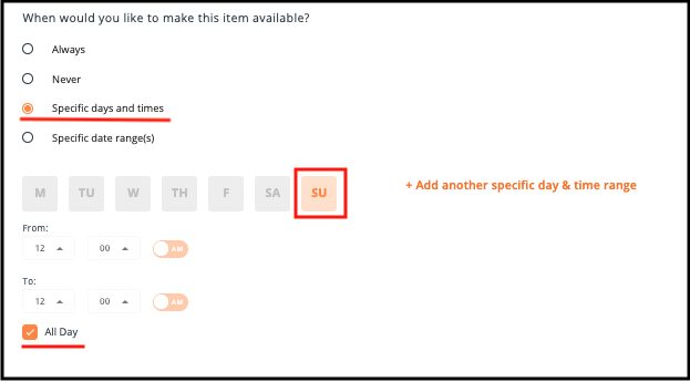 Menu Items - Advanced Settings