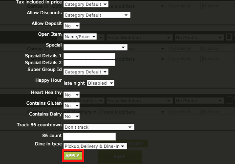 Creating Open Items in Lavu