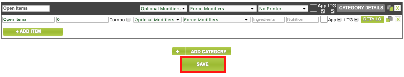 Creating Open Items in Lavu