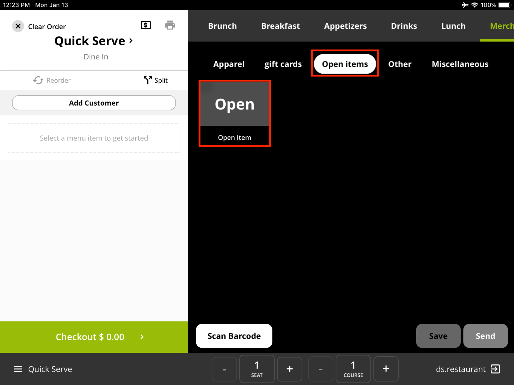 Creating Open Items in Lavu