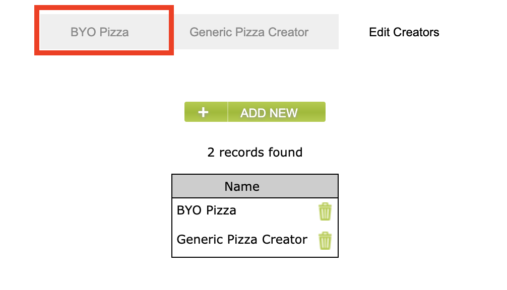 Using Pizza Creator