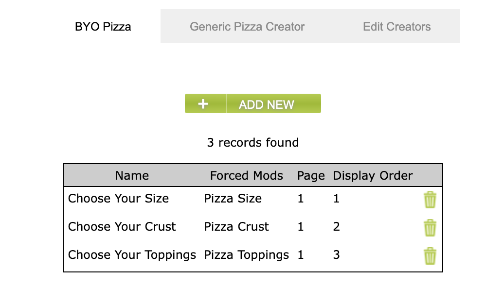 Using Pizza Creator