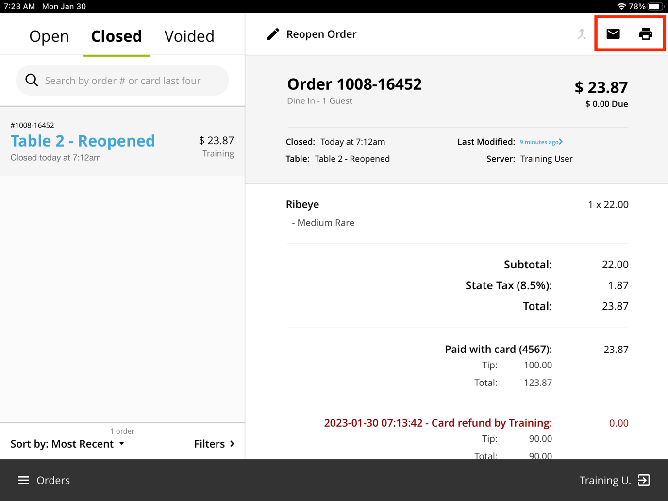 POS - Reprint and Email Receipts