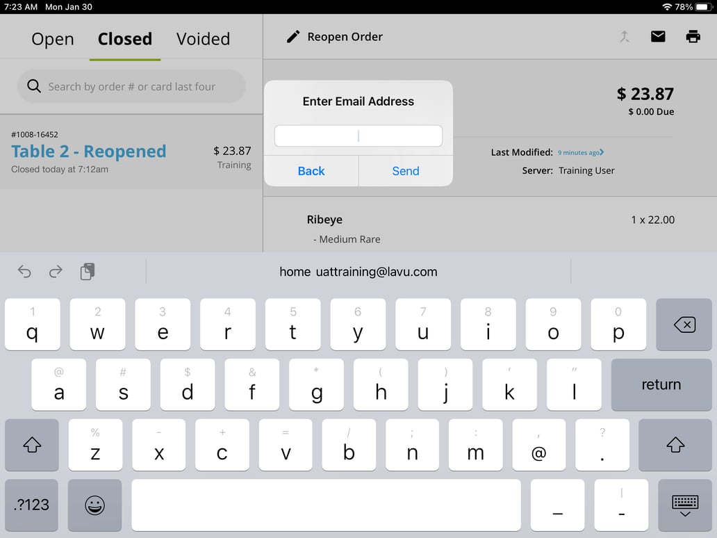 POS - Reprint and Email Receipts