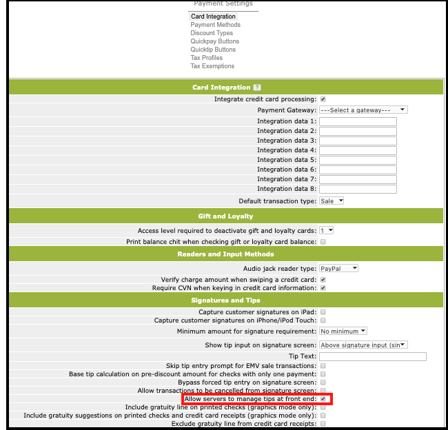 Editing Tips on the POS (Server Tips)