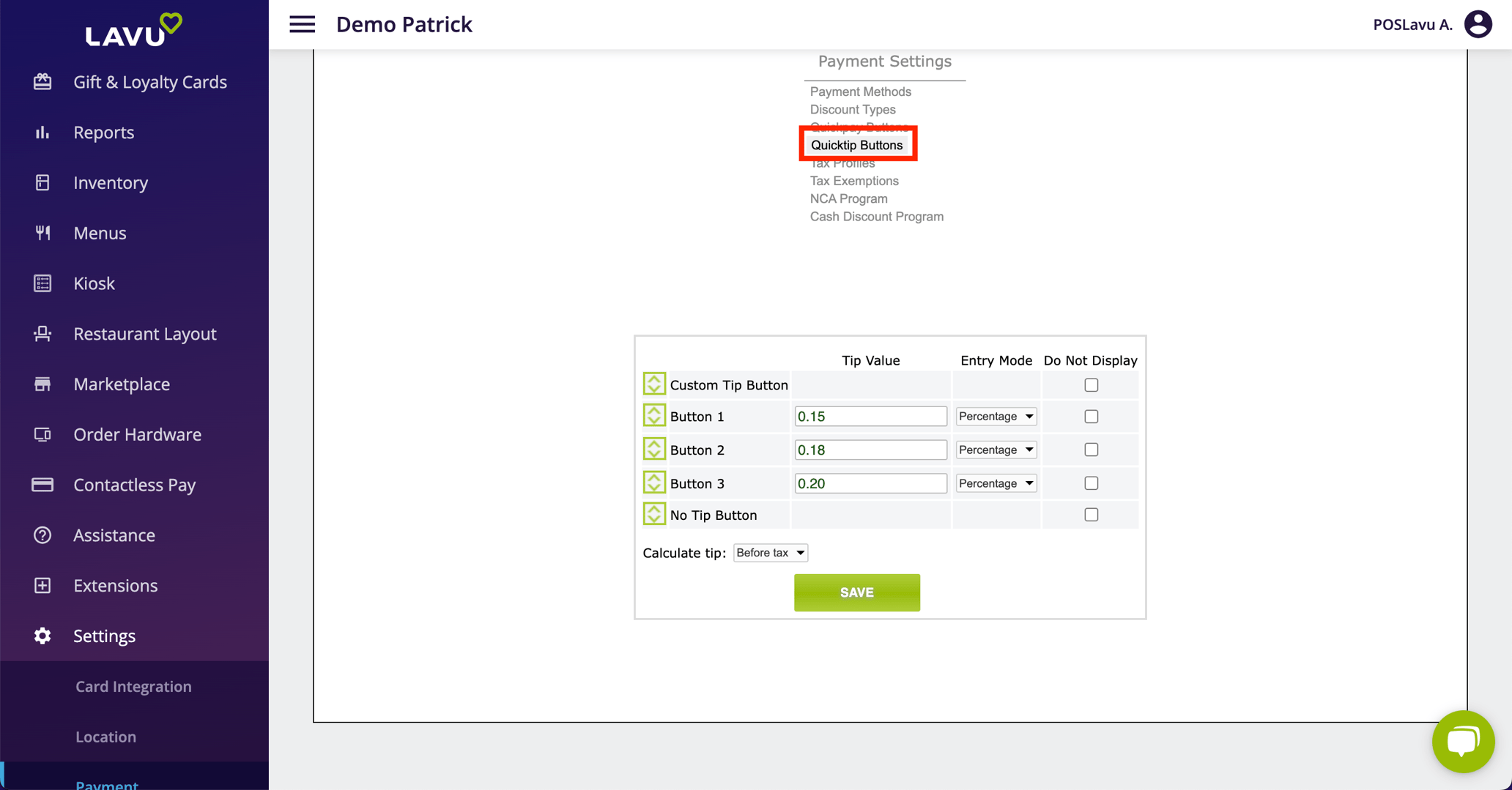 Customize the Sign and Tip Screen