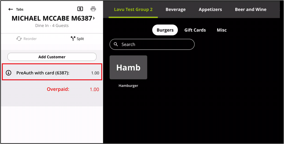 Pre-Authorization Flow on POS App