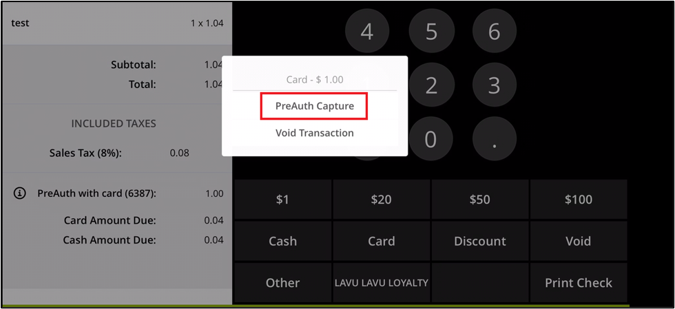 Pre-Authorization Flow on POS App