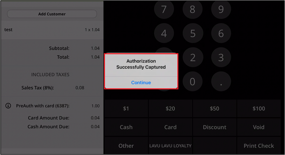 Pre-Authorization Flow on POS App