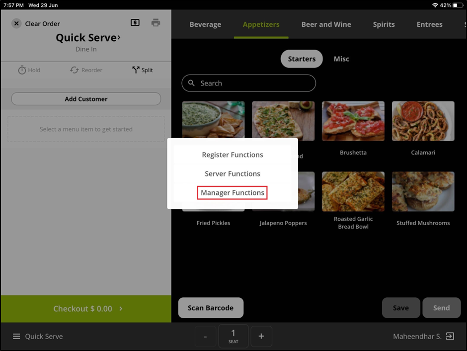 Manager Functions - X and Z Report